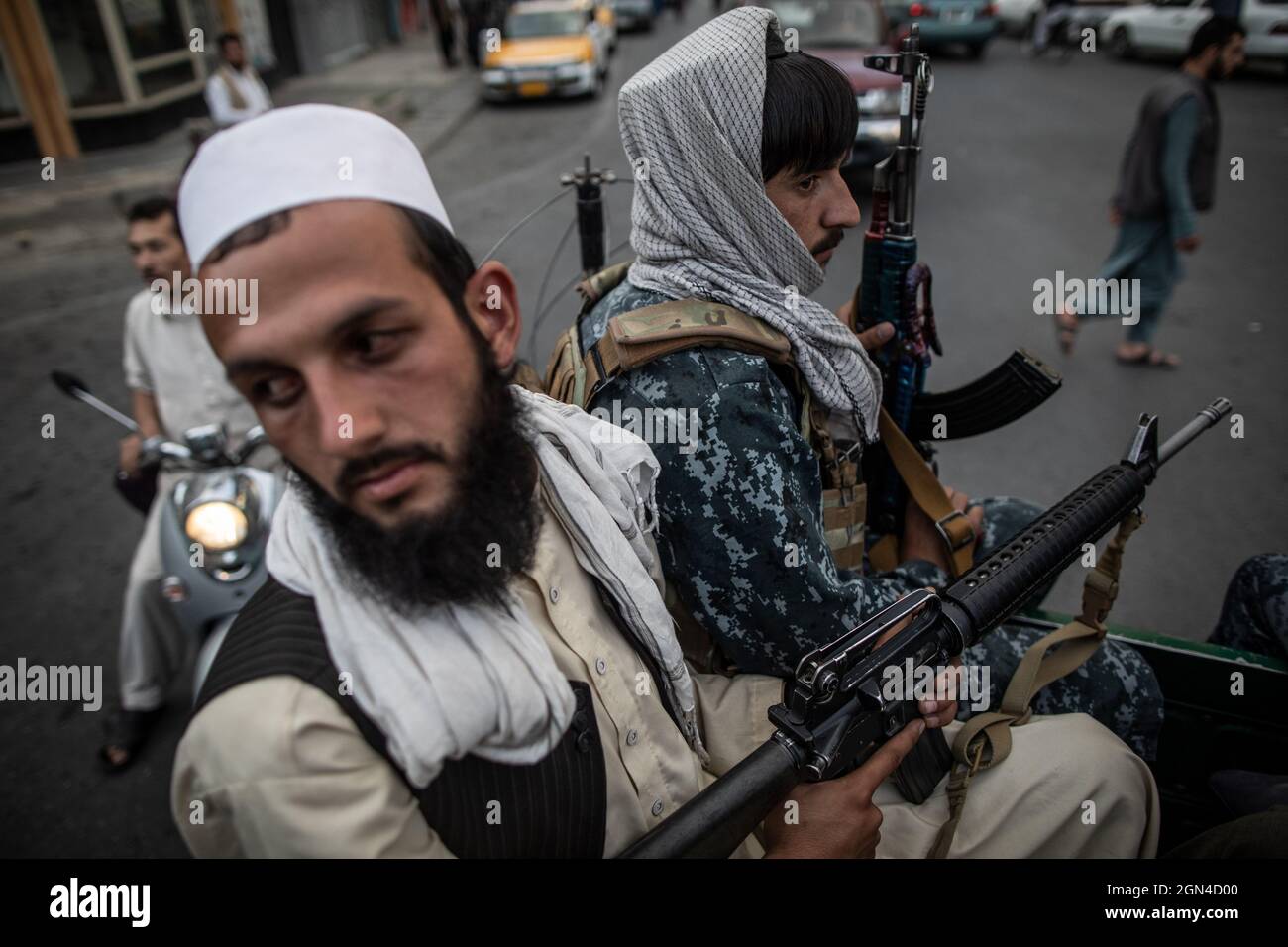 22 September 2021, Afghanistan, Kabul: Young Taliban fighters on the ...