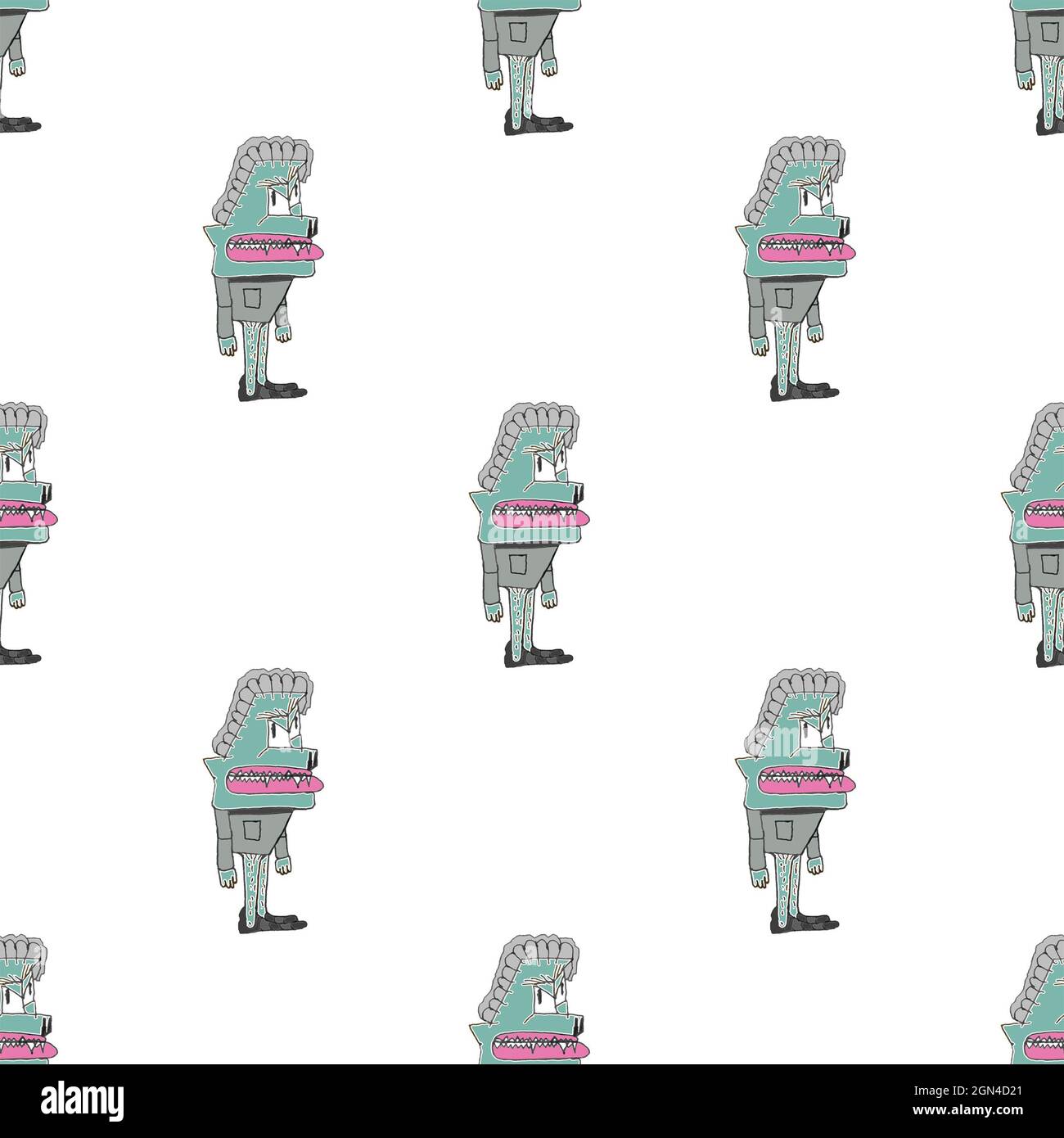 Side view angry man sketchy cartoon style drawing motif seamless ...