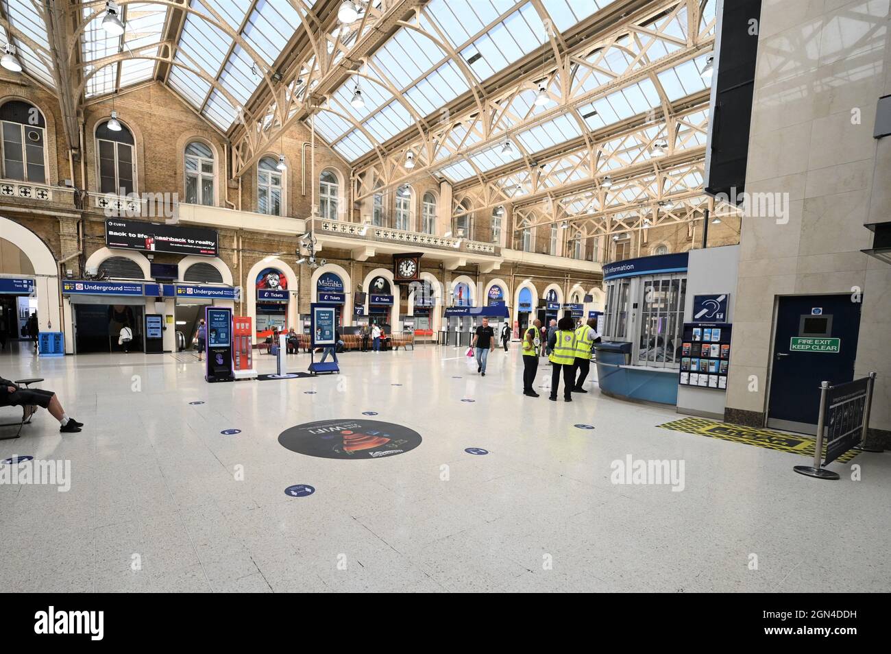 London, London city, UK-Sept 22 2021: Inside the foyer at Charing Cross ...