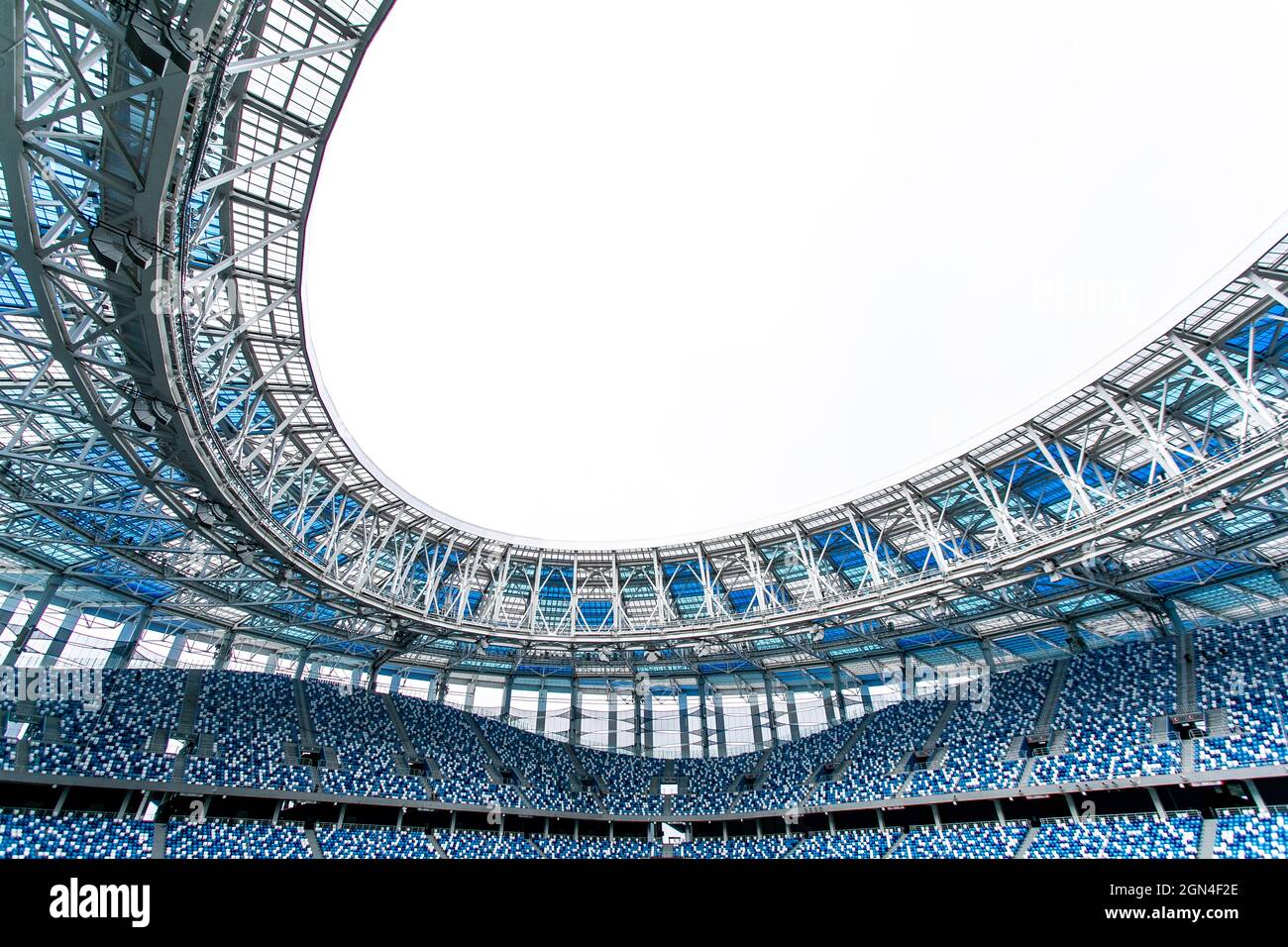 Panoramic view of soccer field stadium and stadium seats Stock Photo ...