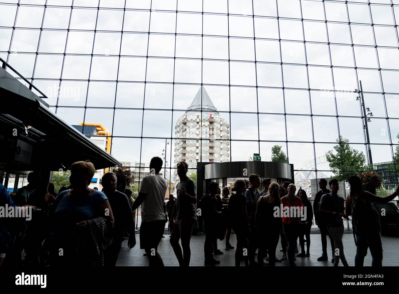 Rotterdam Netherlands - August 2017; People mingle silhouette against ...
