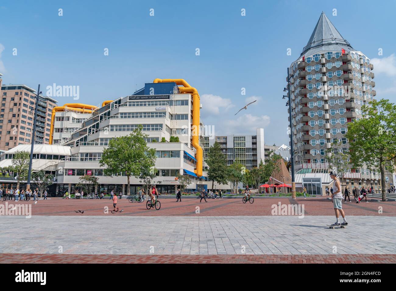 Rotterdam Netherlands - August 22 2021; Skateboarder passes through ...