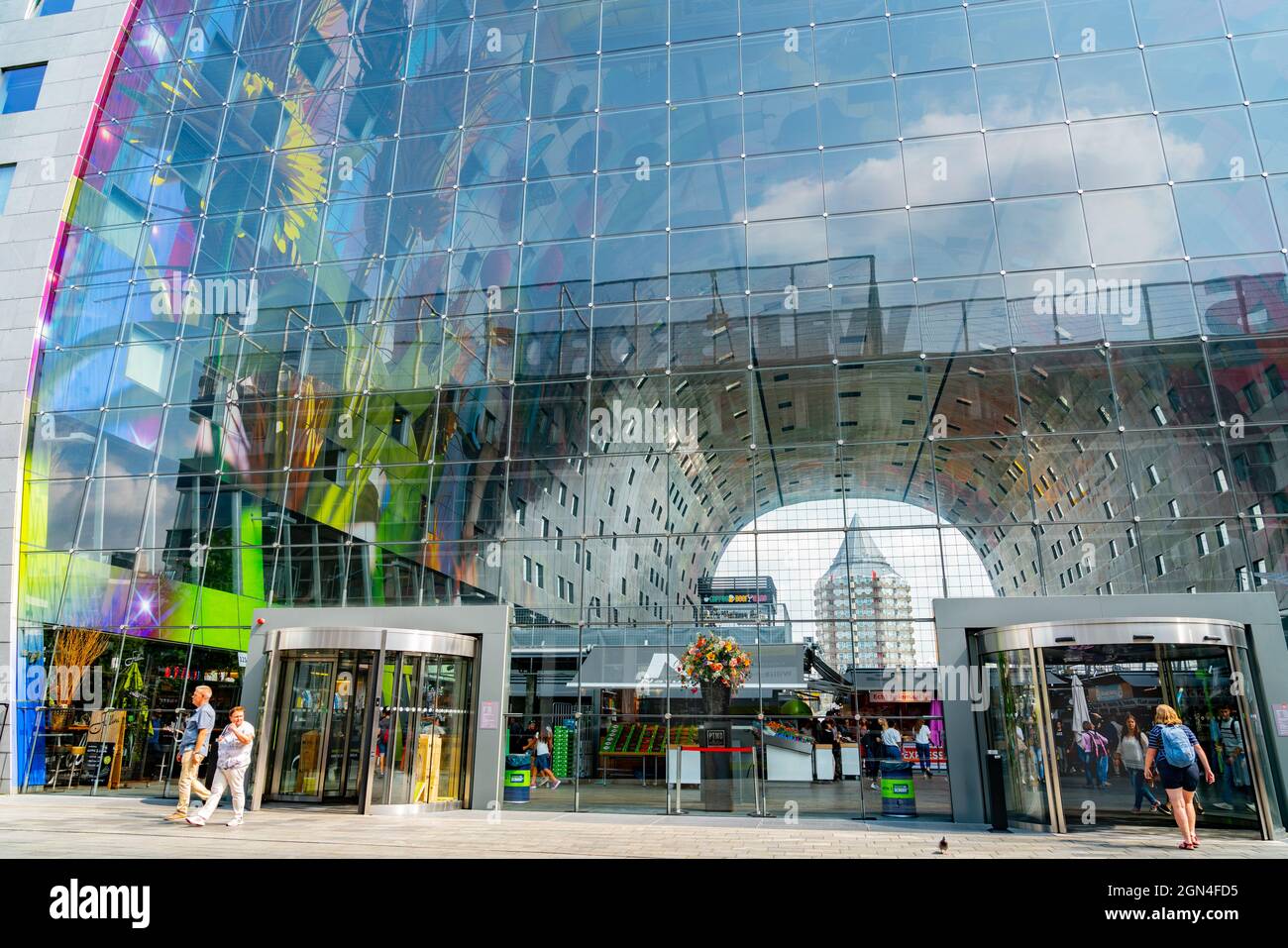 Rotterdam Netherlands - August 21 2017; Massive reflecting glass facade ...