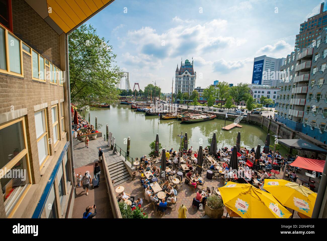 Rotterdam Netherlands - August 22 2021; People dining below on ...