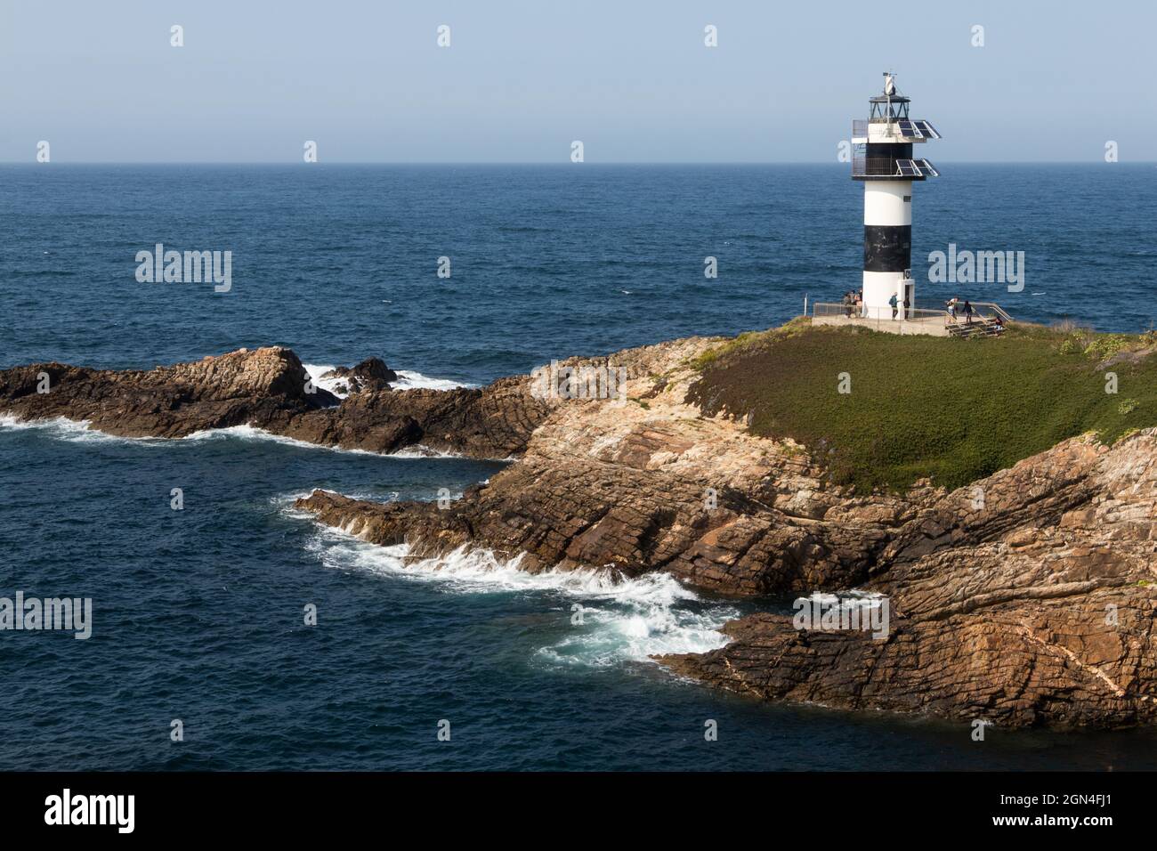 Aerial shot of the Pancha Lighthouse in Isla Pancha, Spain Stock Photo ...