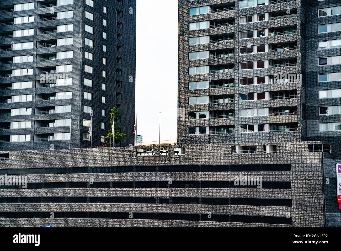 Rotterdam Netherlands - August 22 2021; Brutalist concrete and glass ...