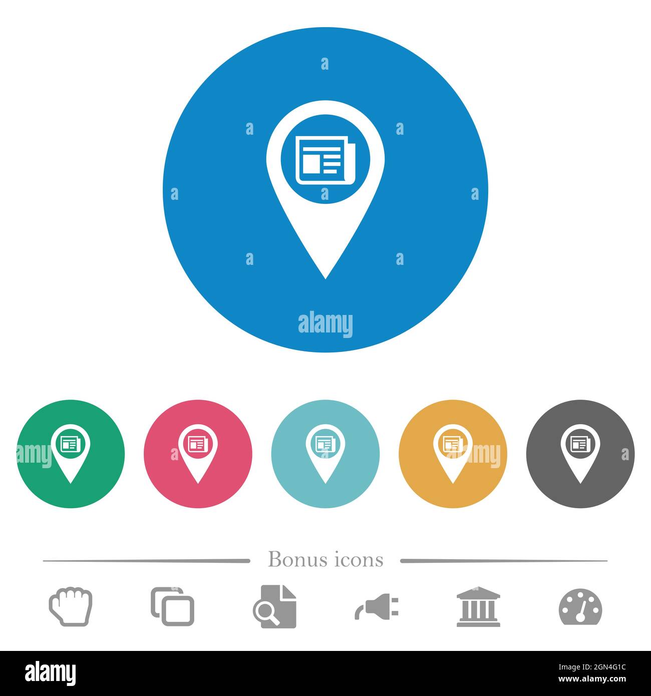 Route info GPS map location flat white icons on round color backgrounds ...