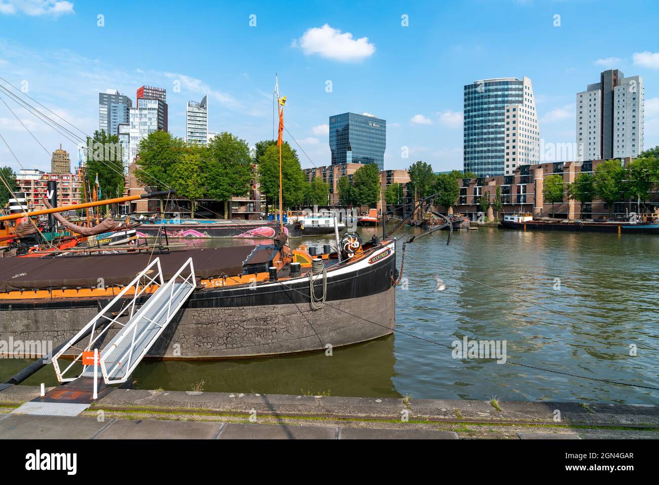 Rotterdam Netherlands - August 23 2017; Museum ship Geertruida moored ...