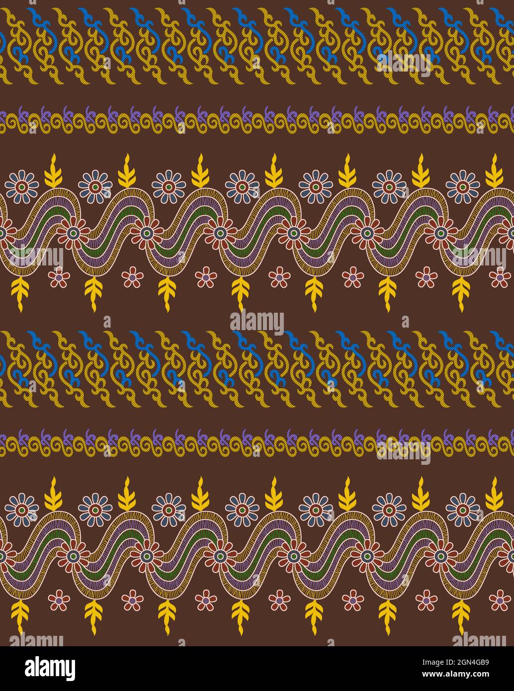 2D illustration of a brown wallpaper with colorful abstract details ...