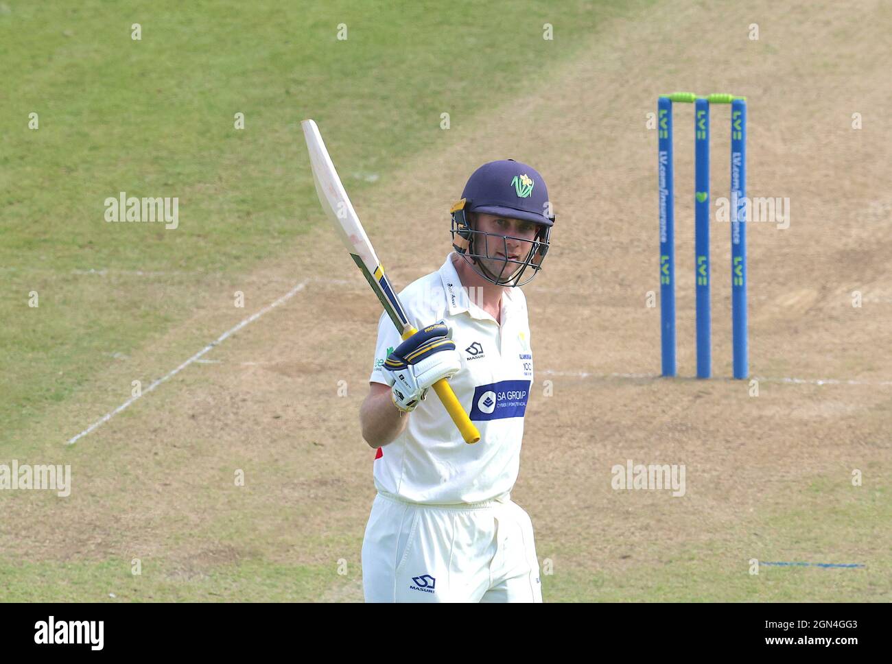22 September 2021. London, UK. Glamorgan’s Chris Cooke gets to 150 as ...