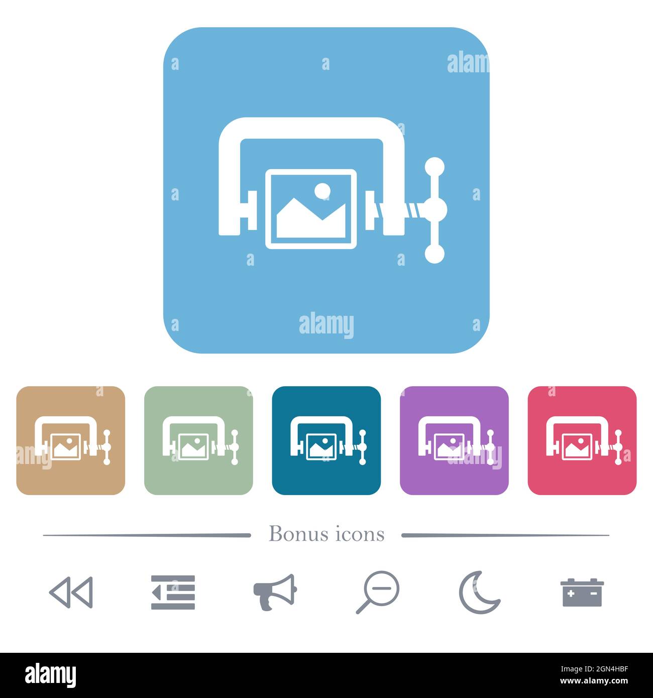 Image compression solid white flat icons on color rounded square ...