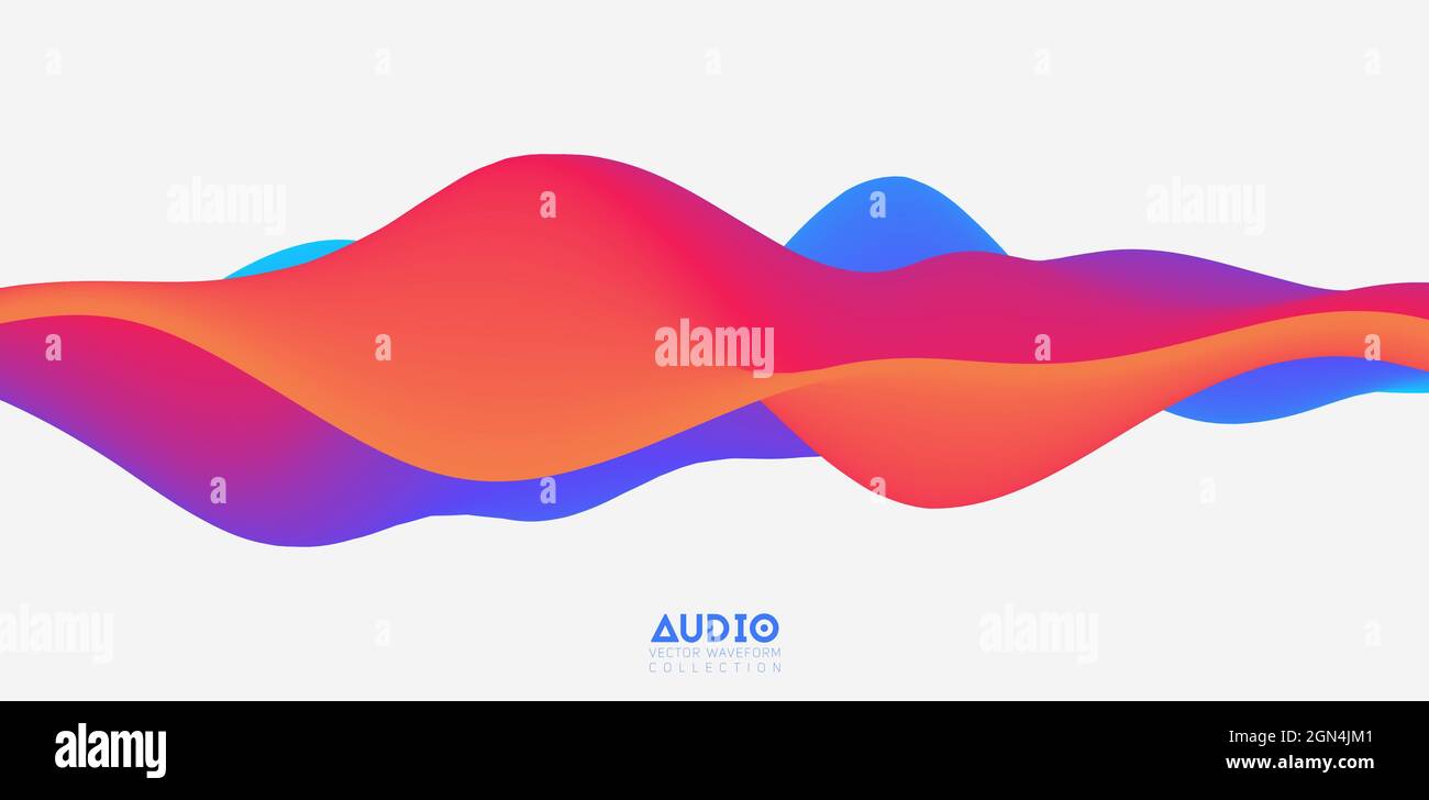 Sound wave visualiztion. 3D colorful solid waveform. Voice sample ...