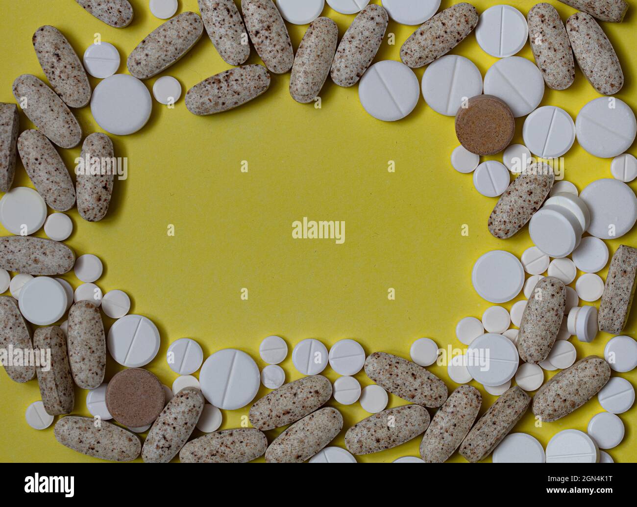 frame from assorted pills, textured background Stock Photo - Alamy