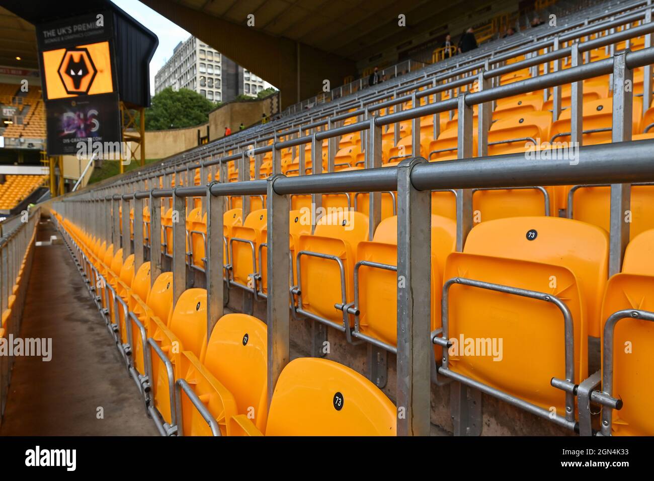 general view of the safe standing areas at Molineux Stadium, Home of ...