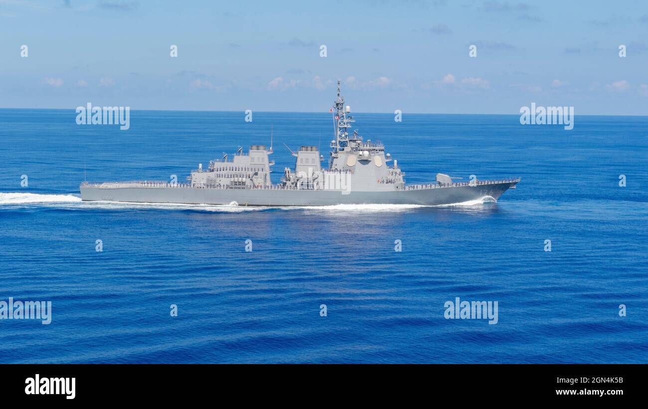 Japan Maritime Self-Defense Force sailors aboard the Kongo-class guided ...