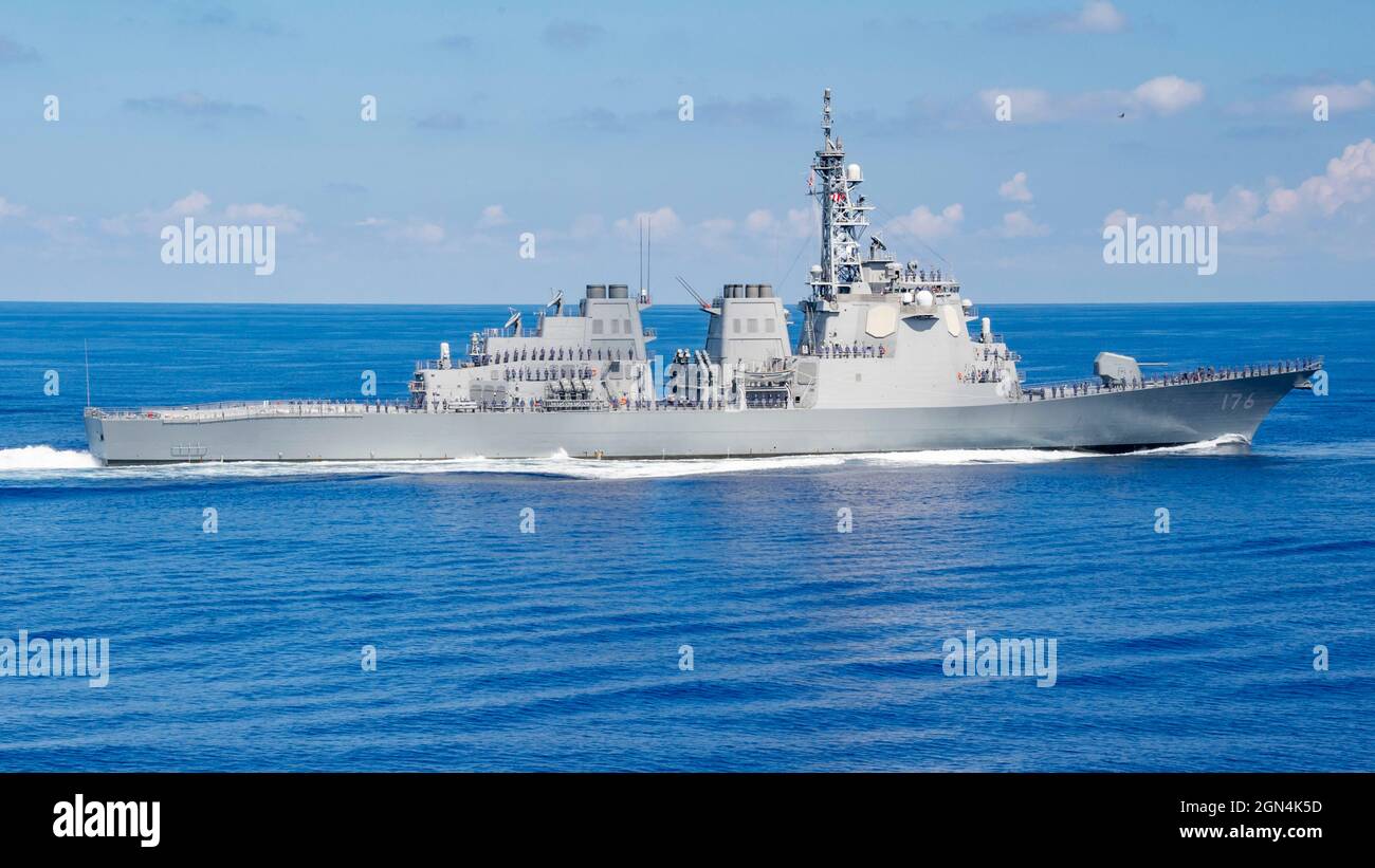 Japan Maritime Self-Defense Force sailors aboard the Kongo-class guided ...