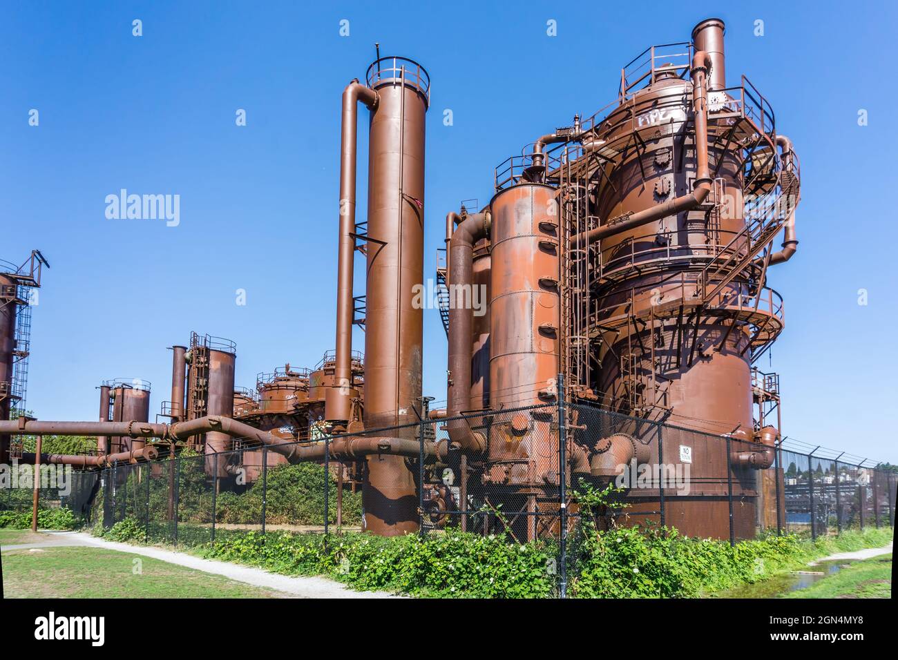 Outdoor structures at Gasworks Park in Seattle, Washington Stock Photo ...