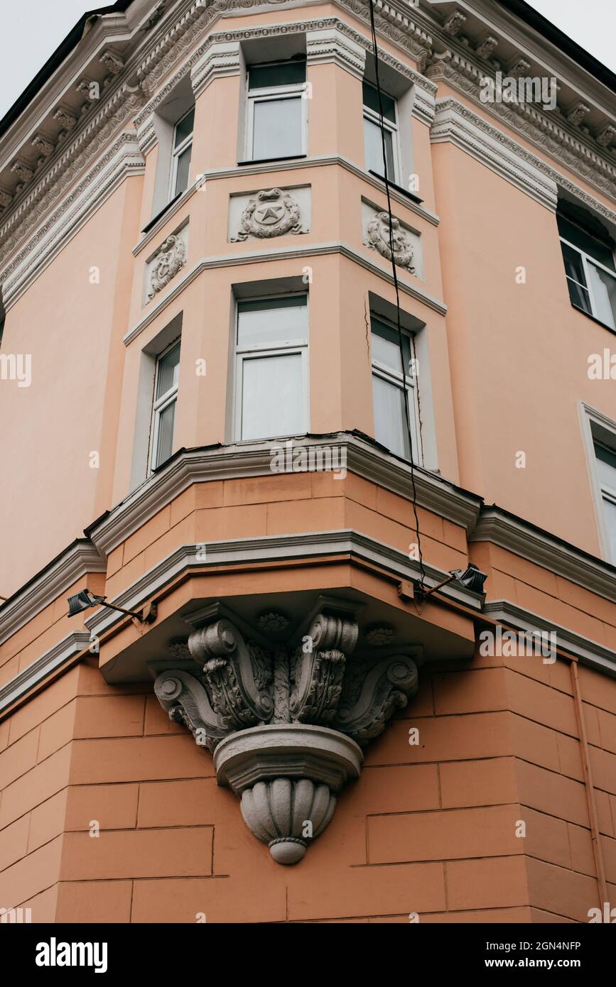 Bay window on a traditional vintage house. retro nostalgic style Stock ...