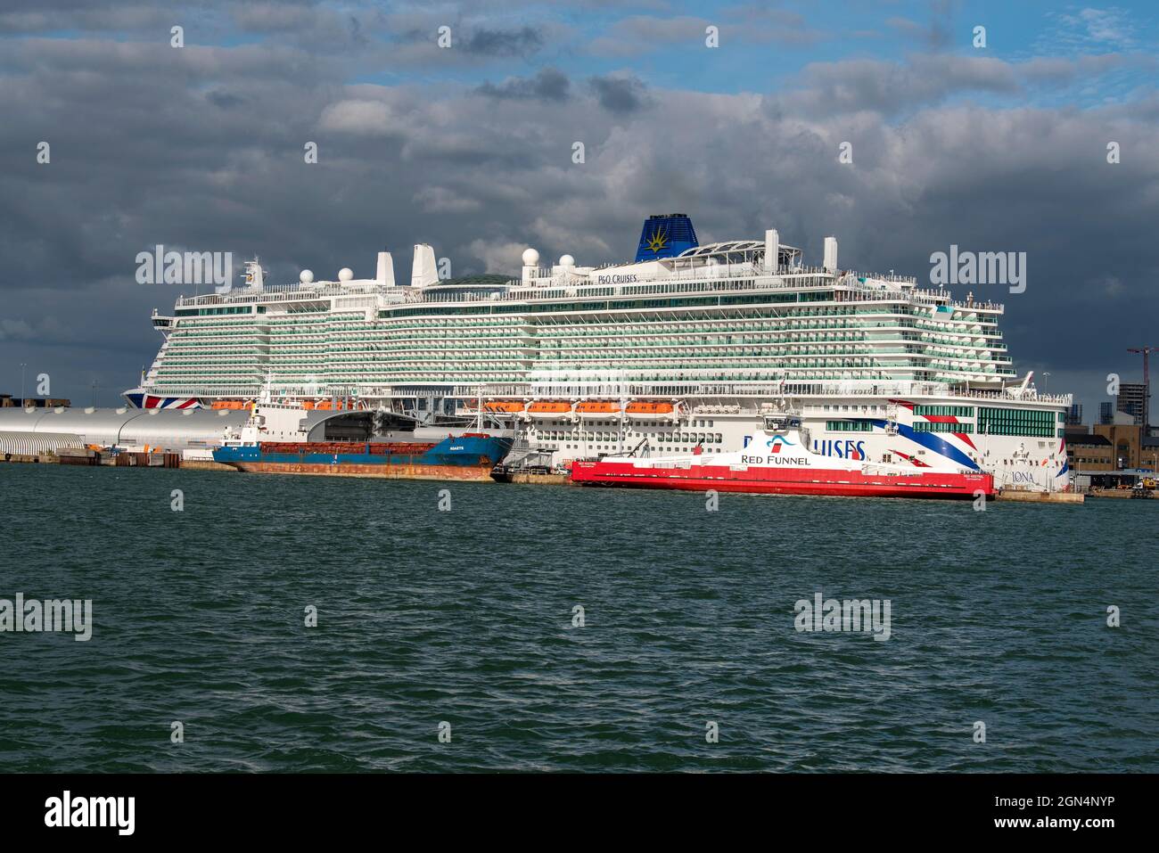 Southampton, England, UK. 2021. Port of Southampton. Iona alongside ...