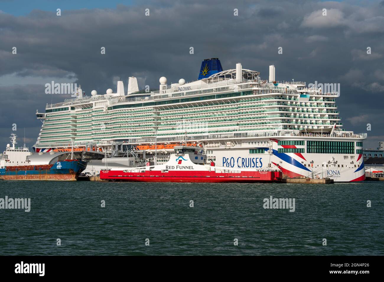 Southampton, England, UK. 2021. Port of Southampton. Iona alongside ...