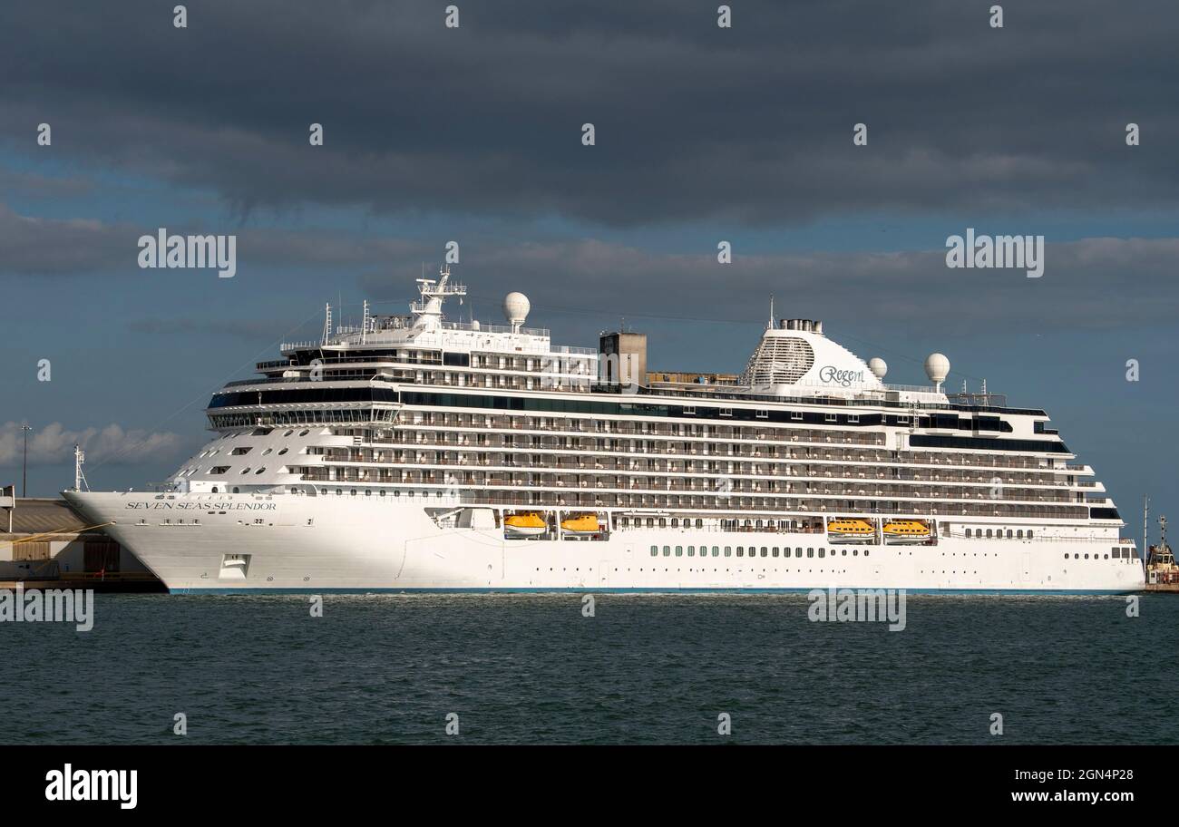 Southampton, England, UK. 2021. Cruise ship Seven Seas Splendor ...