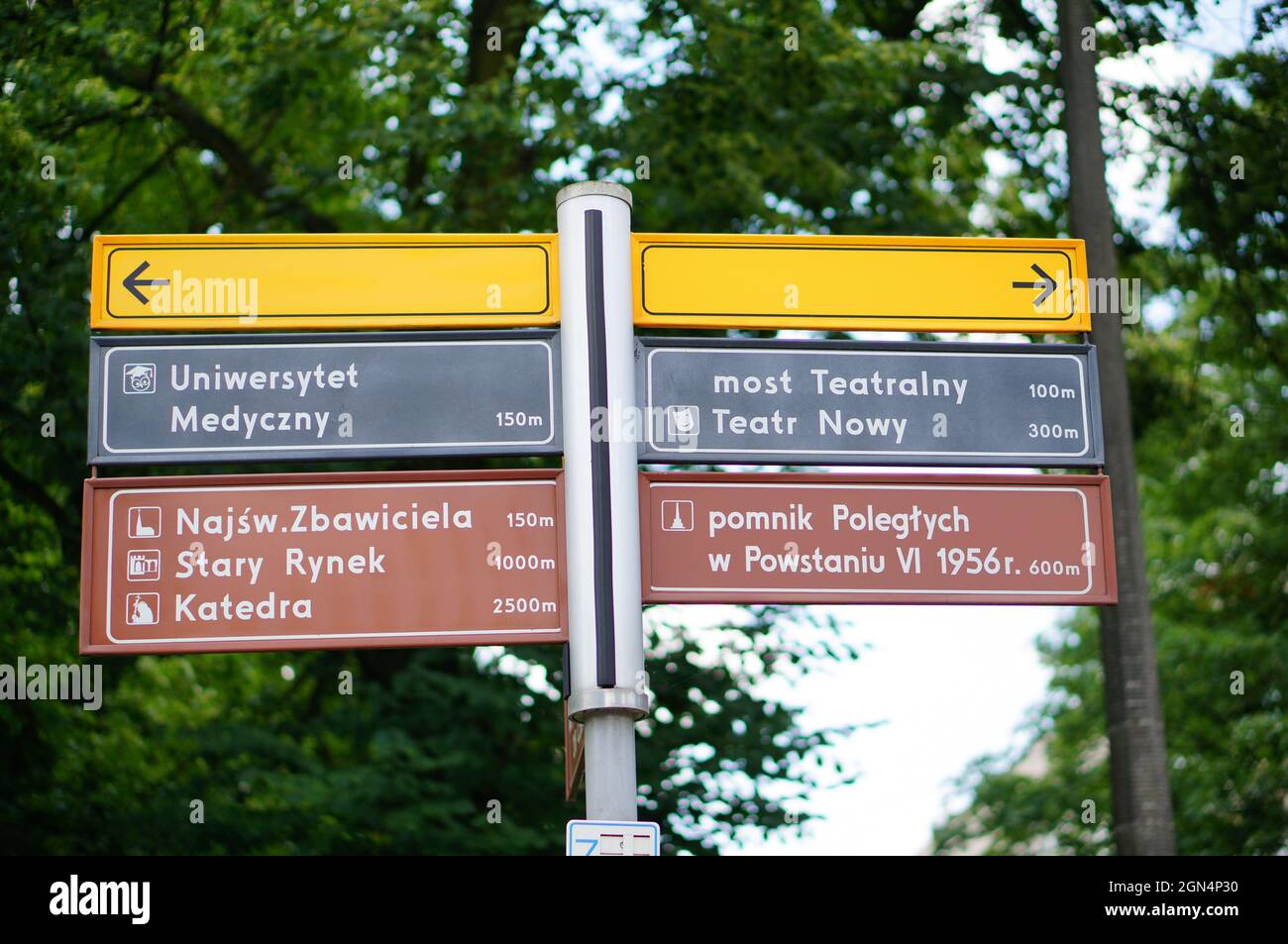 POZNAN, POLAND - Jul 12, 2017: A direction signs showing the way to ...