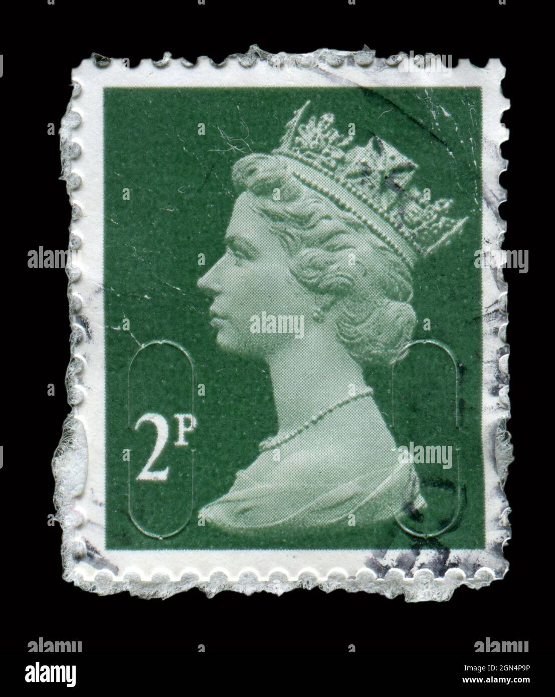Stamp printed in UK shows image of the Elizabeth II has been Queen of ...