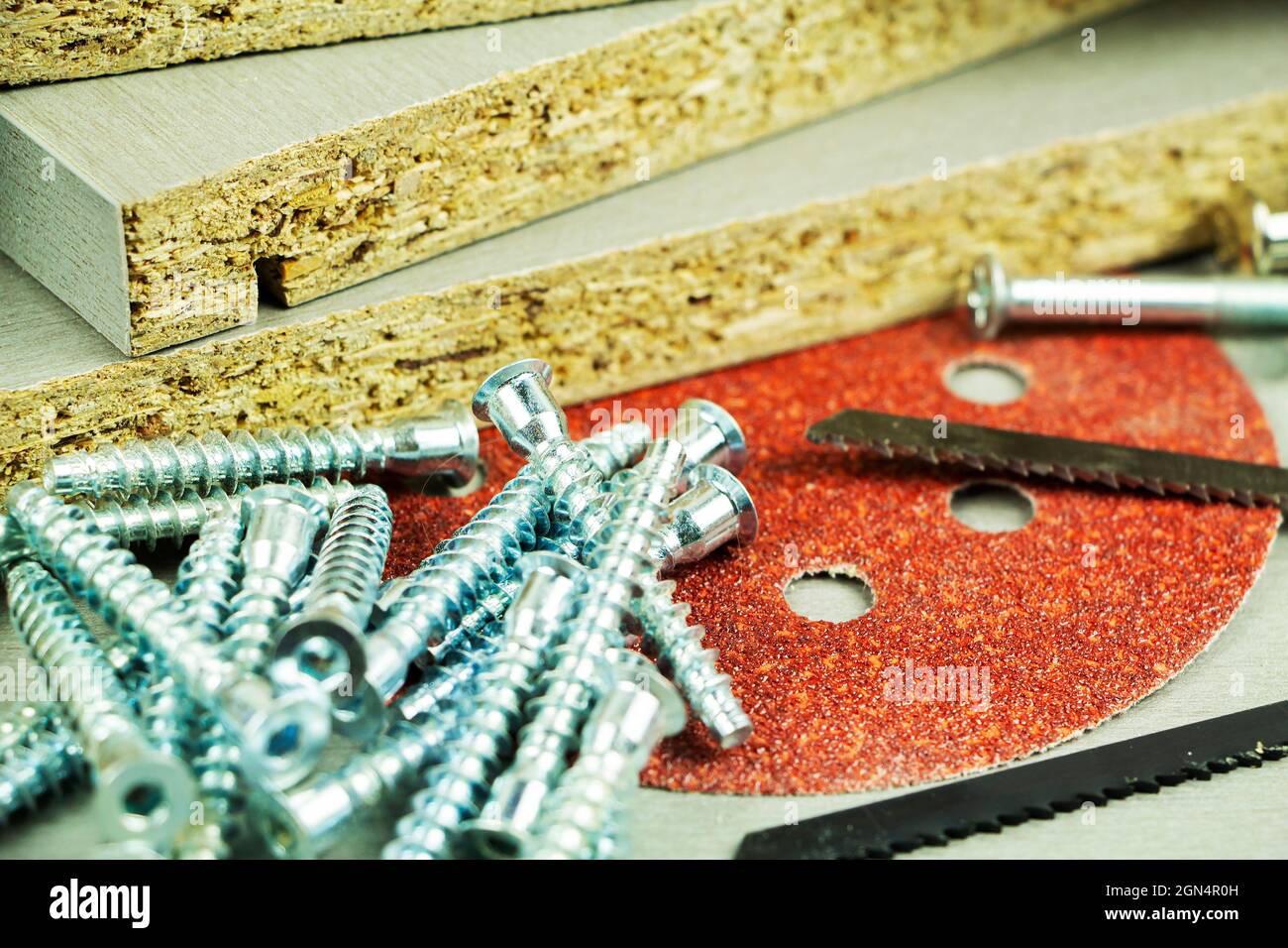 tools for repair and construction. screws for furniture, self-tapping ...