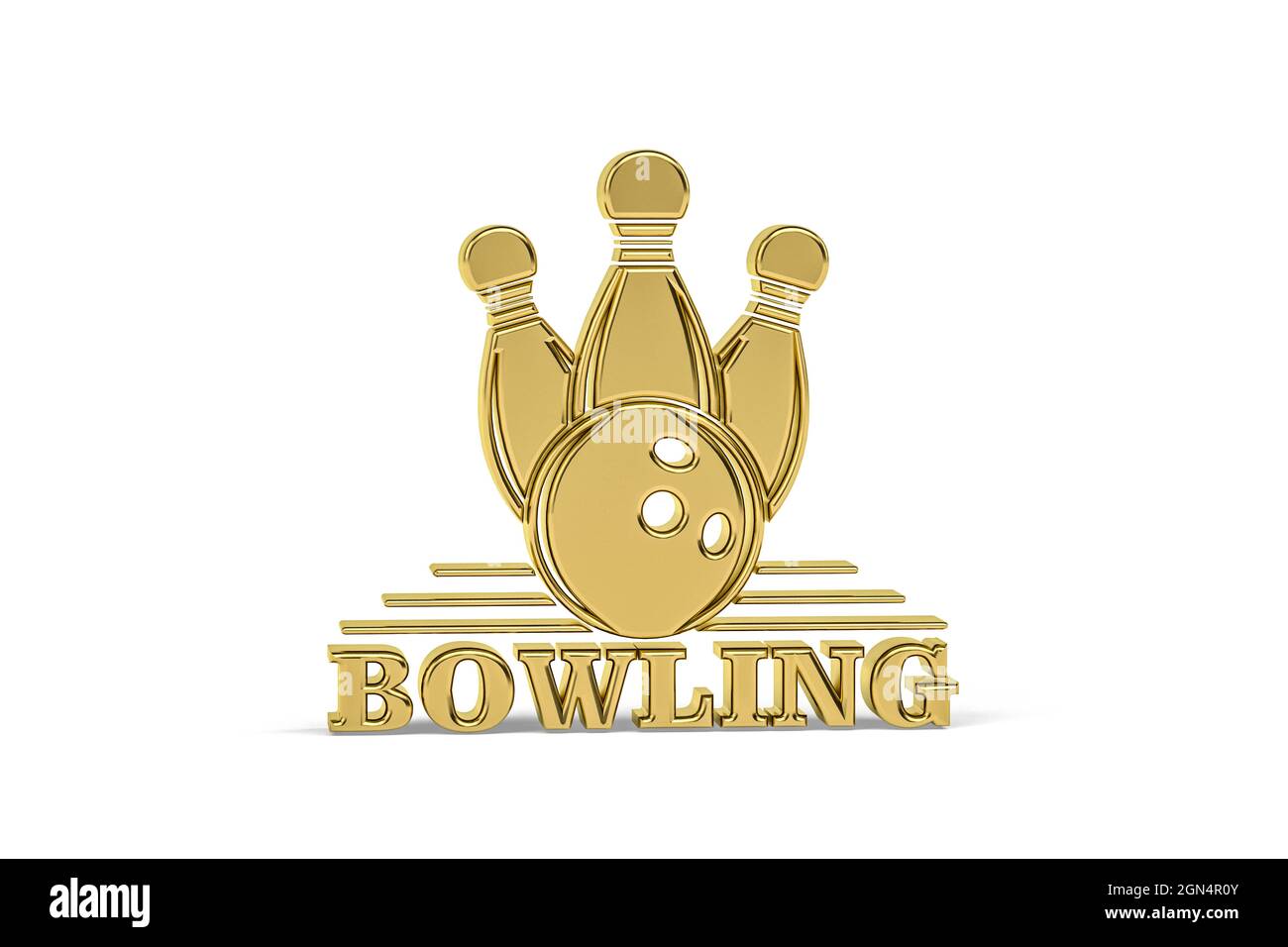 Golden 3d bowling icon isolated on white background - 3d render Stock ...