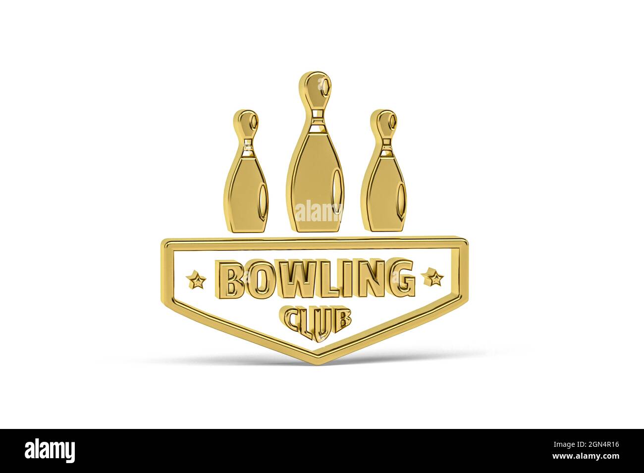 Golden 3d bowling icon isolated on white background - 3d render Stock ...
