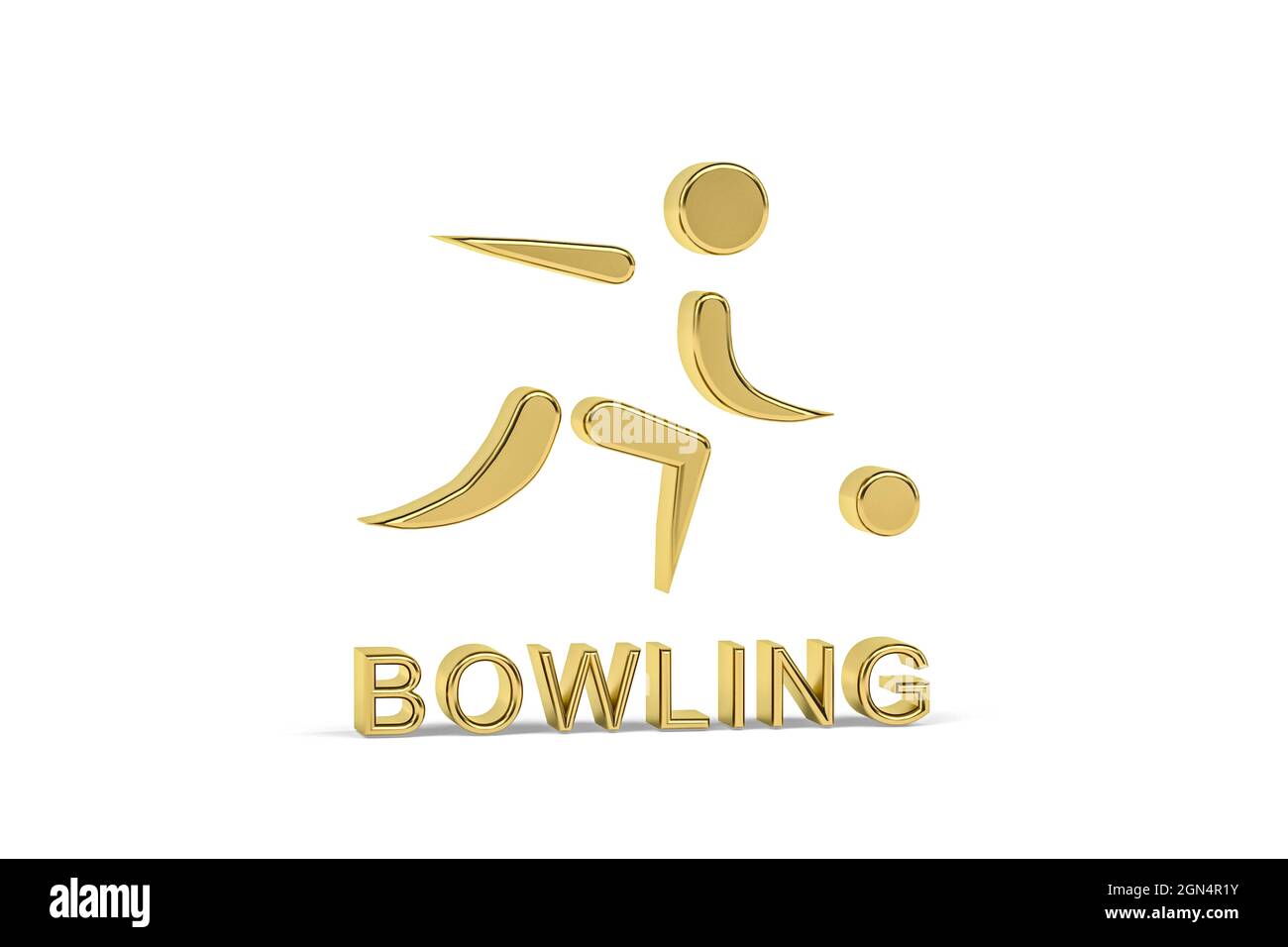 Golden 3d bowling icon isolated on white background - 3d render Stock ...