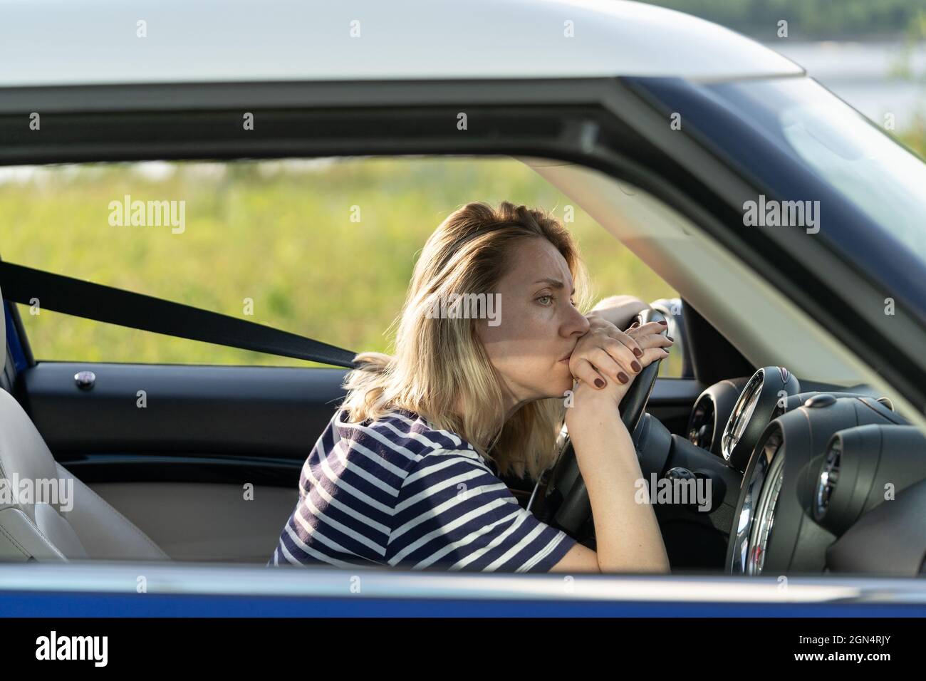 Girl scared of adult driver hi-res stock photography and images - Alamy