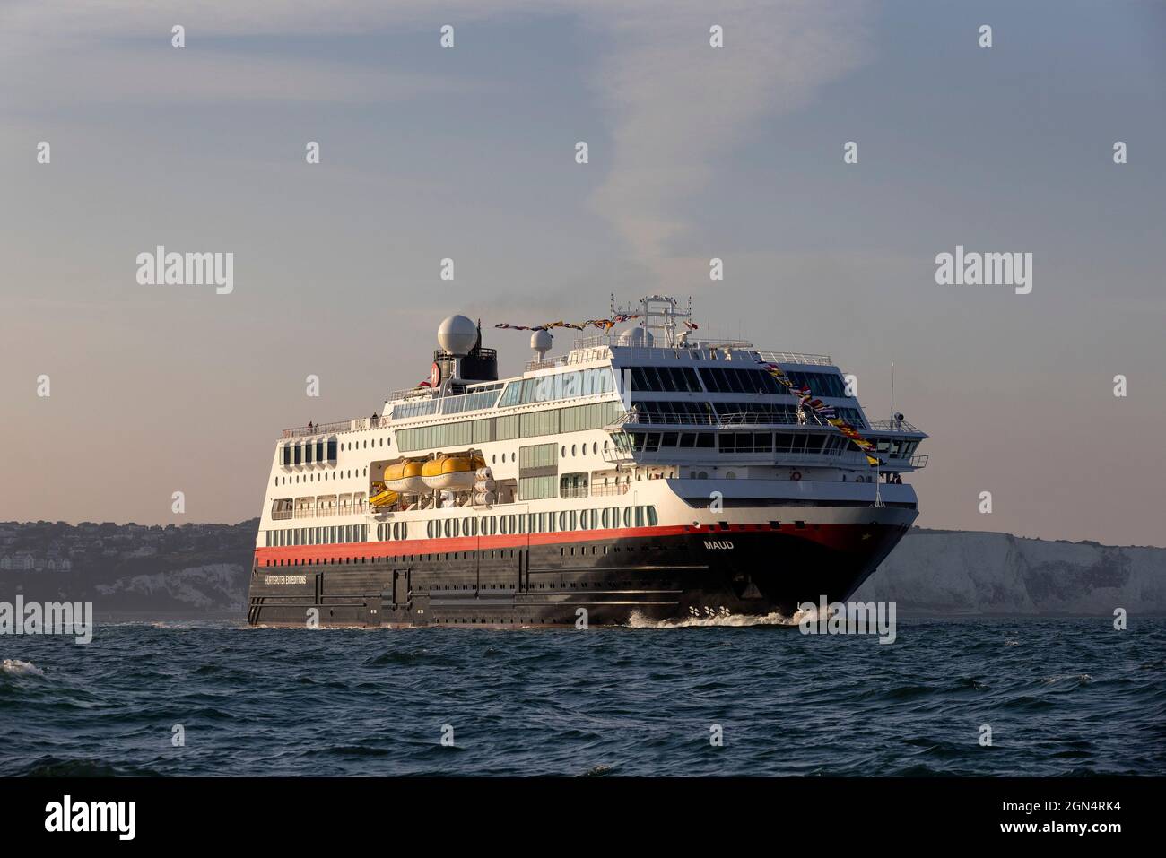 EDITORIAL USE ONLY General views of MS Maud embarking on her inaugural ...