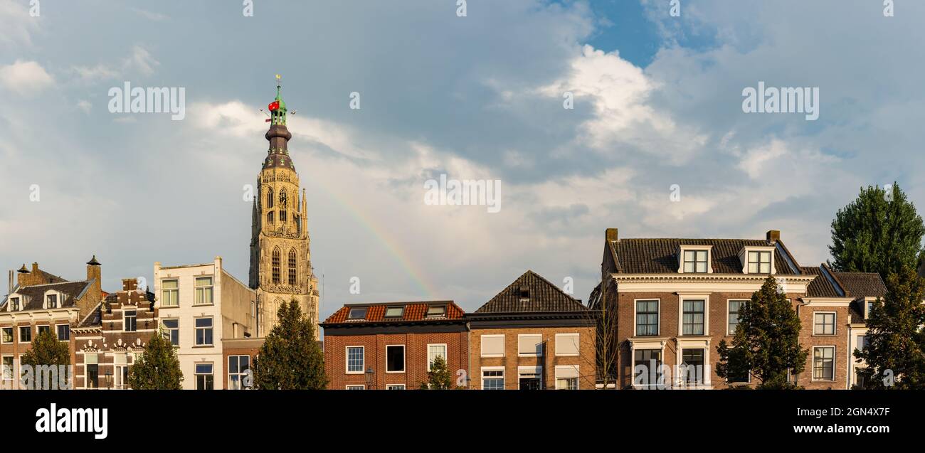 Skyline of dutch city of Breda with rainbow Stock Photo - Alamy