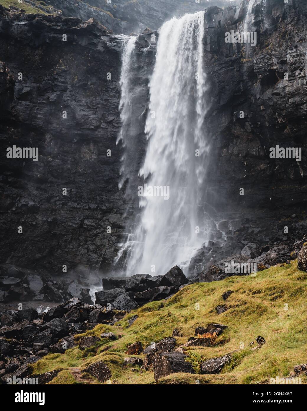 Fossa Waterfall on Streymoy Island, Faroe islands. Landscape ...