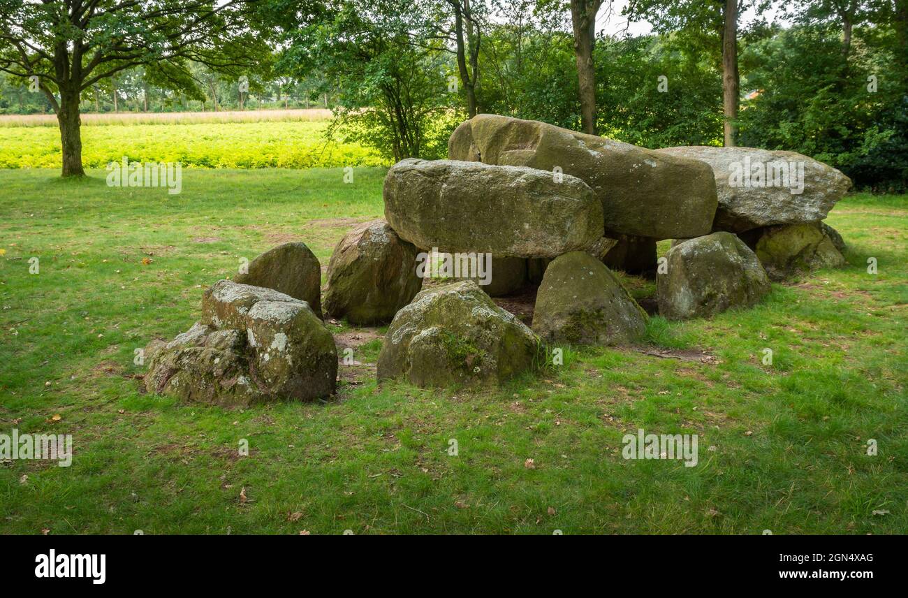 Approximately 5000 years old Dolmen D28, called "Hunebed" in dutch, in ...