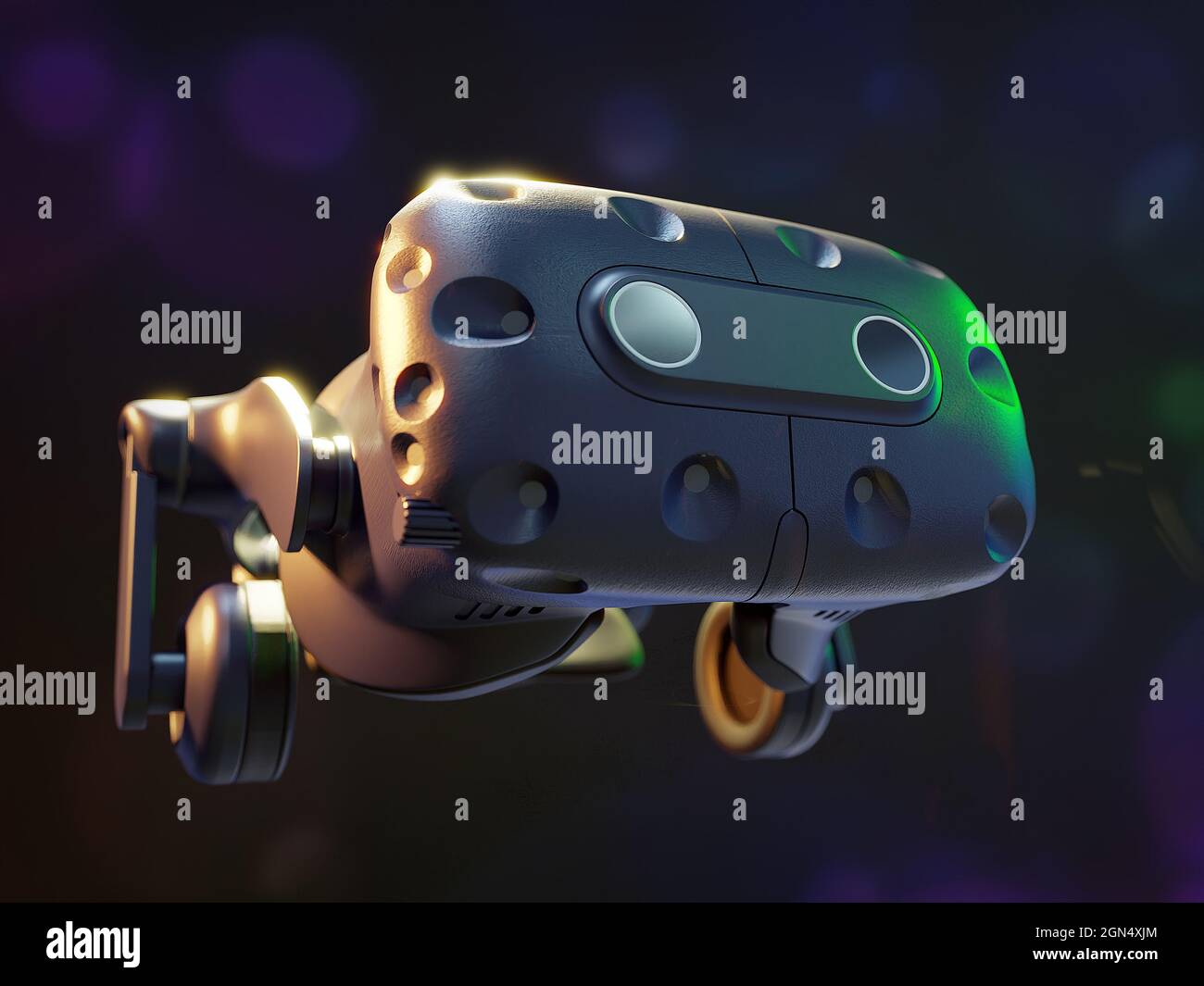 3D rendering of VR goggles model on dark blue background Stock Photo ...