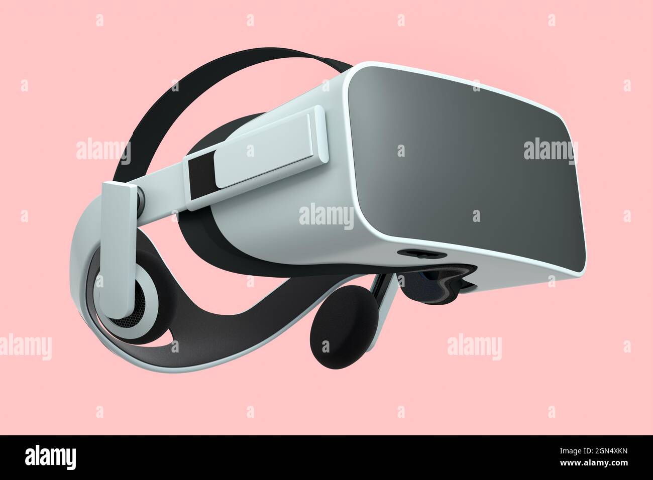 Virtual white reality glasses isolated on pink background. 3d rendering ...