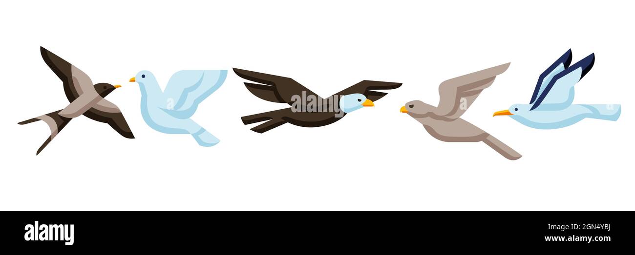 Set of stylized birds. Image of wild birds in simple style Stock Vector ...