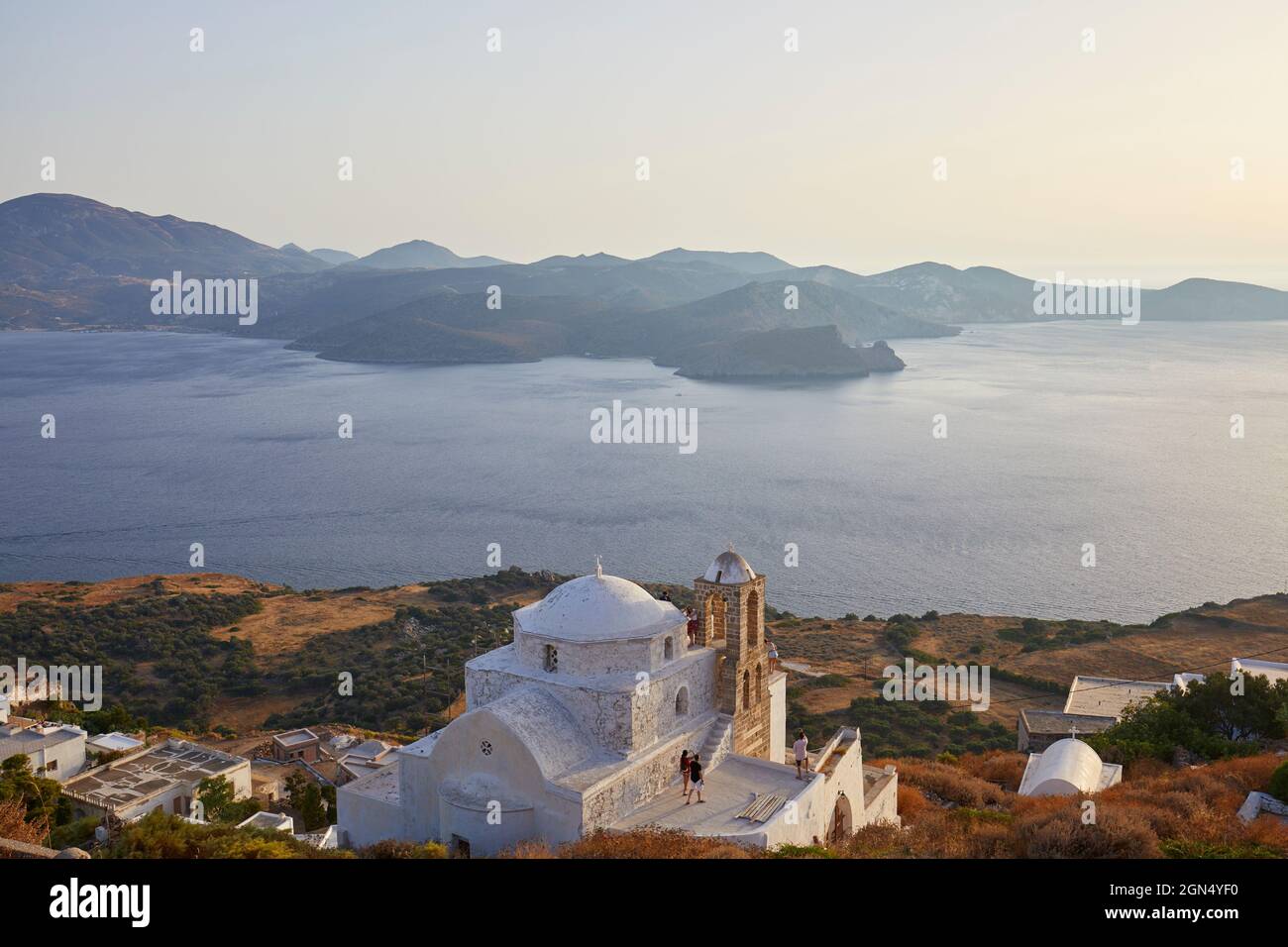 Panagia Thalassitra church from the Plaka castle, Milos island, Greece ...