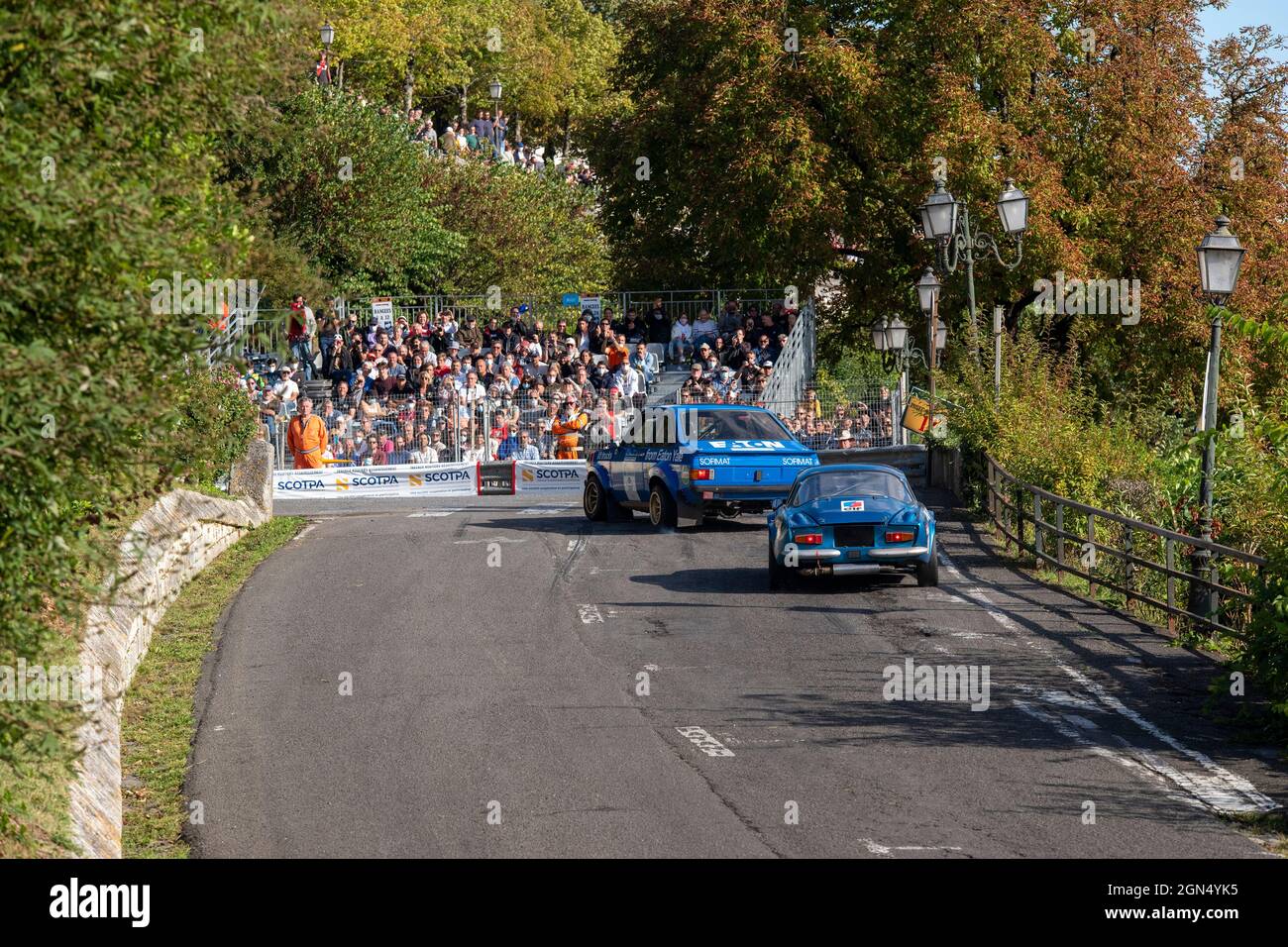 Marc Duez, Ford Escort, action with Alpine A100 Gr.4 Circuit des ...
