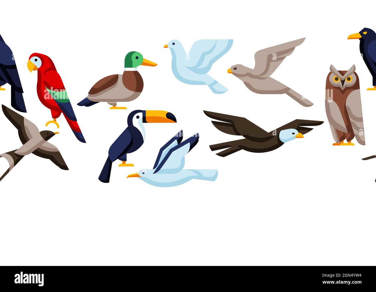 Seamless pattern with stylized birds. Image of wild birds in simple ...