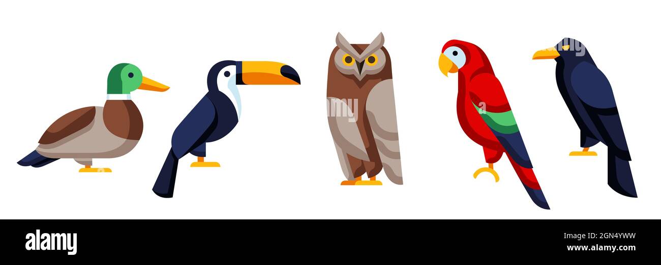 Set of stylized birds. Image of wild birds in simple style Stock Vector ...