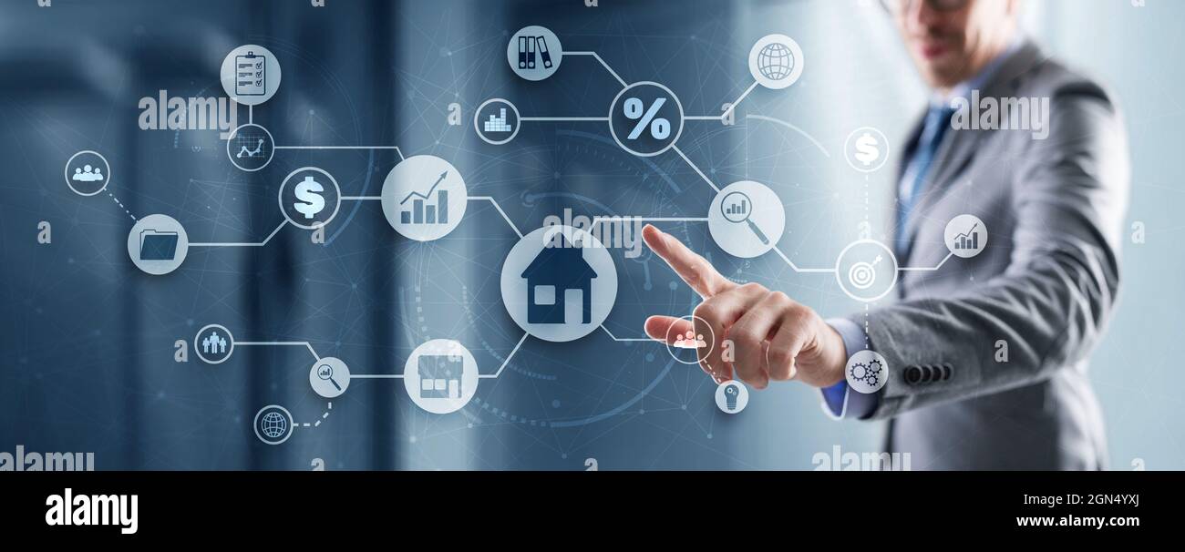 Real estate 3D icons concept. Property management Stock Photo - Alamy