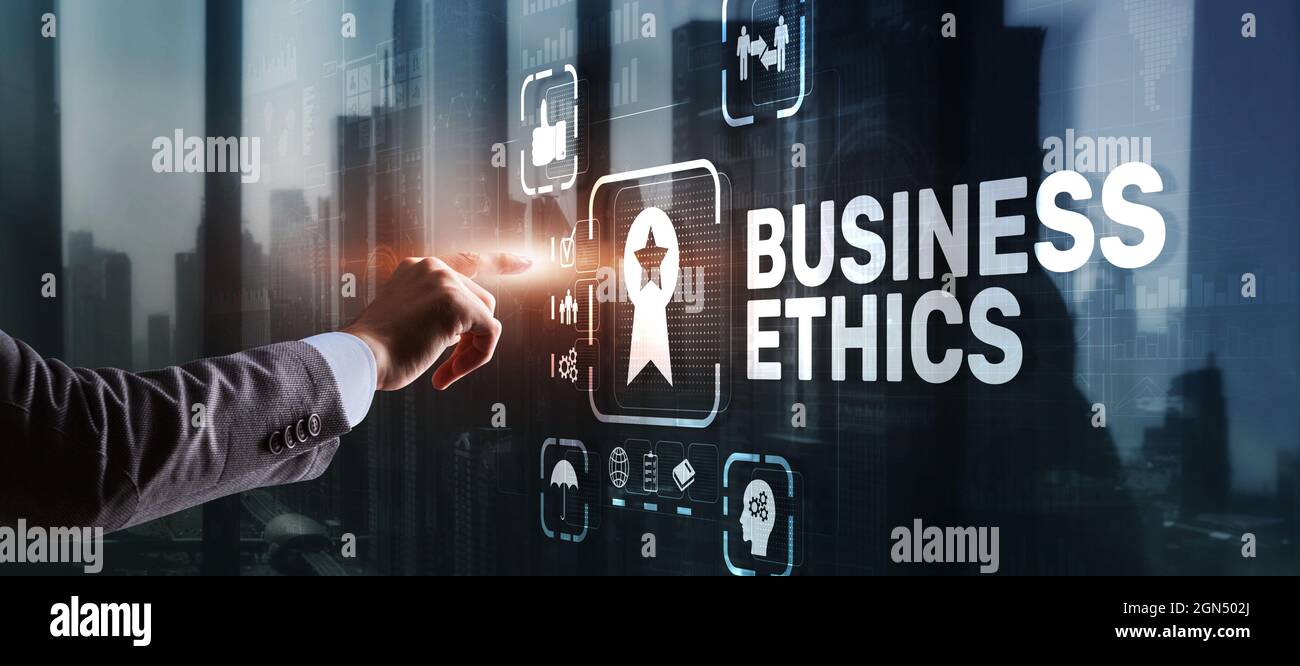 Business ethics Behavior and manners concept. Businessman pressing ...