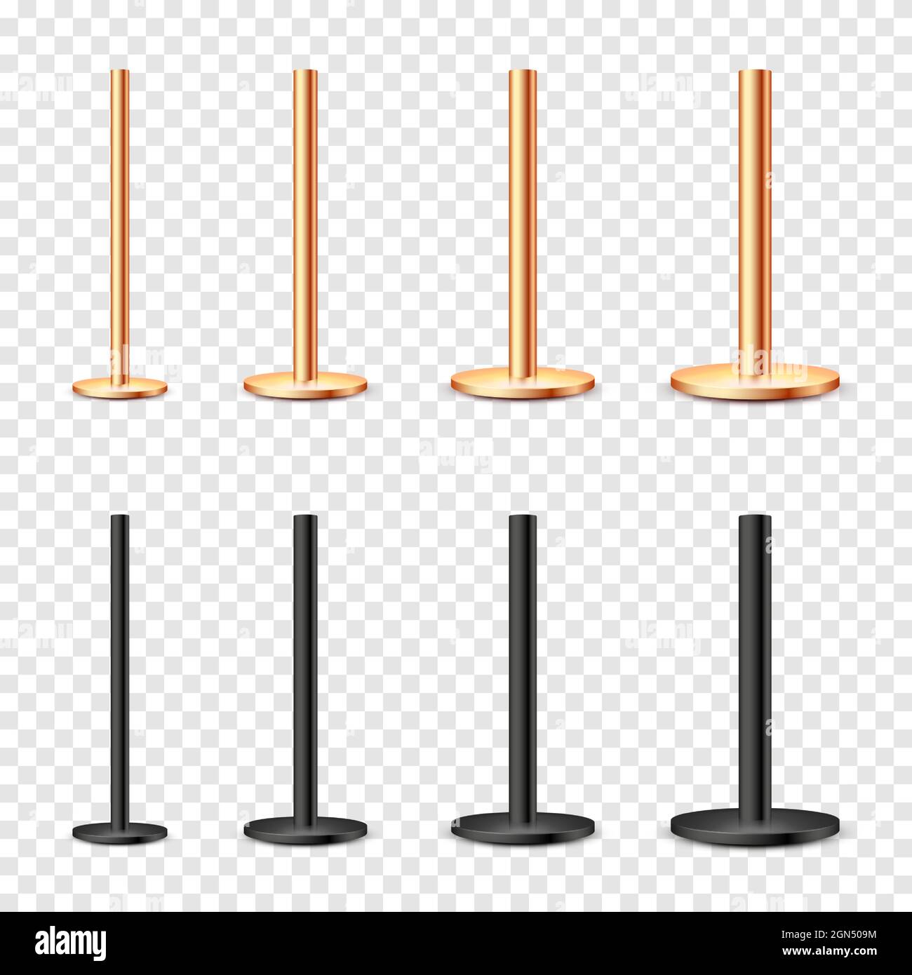 Realistic metal poles collection isolated on transparent background ...
