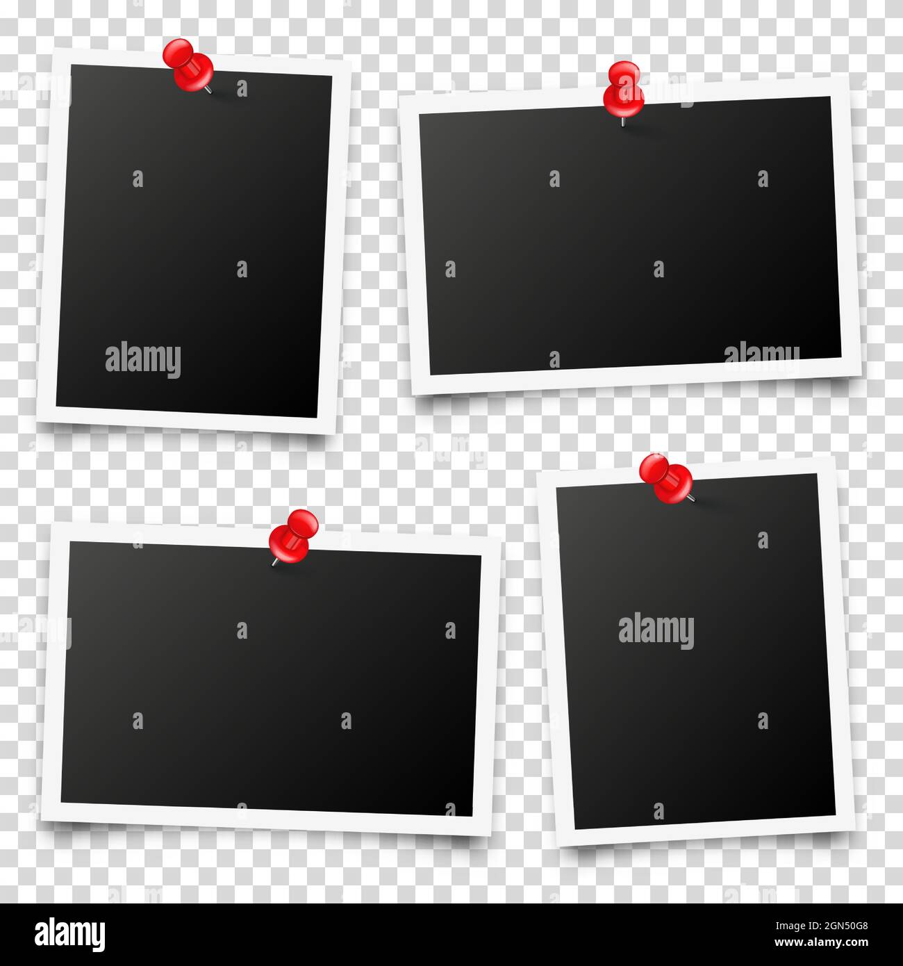 Realistic blank photo card frame, film set. Retro vintage photograph ...