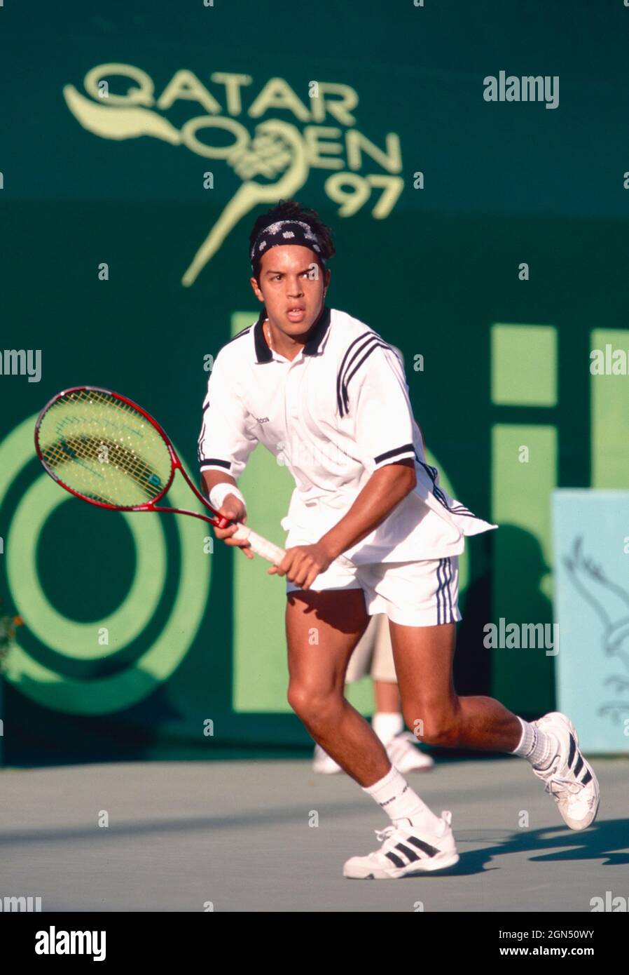 Moroccan tennis player Hicham Arazi, Qatar Open 1997 Stock Photo - Alamy
