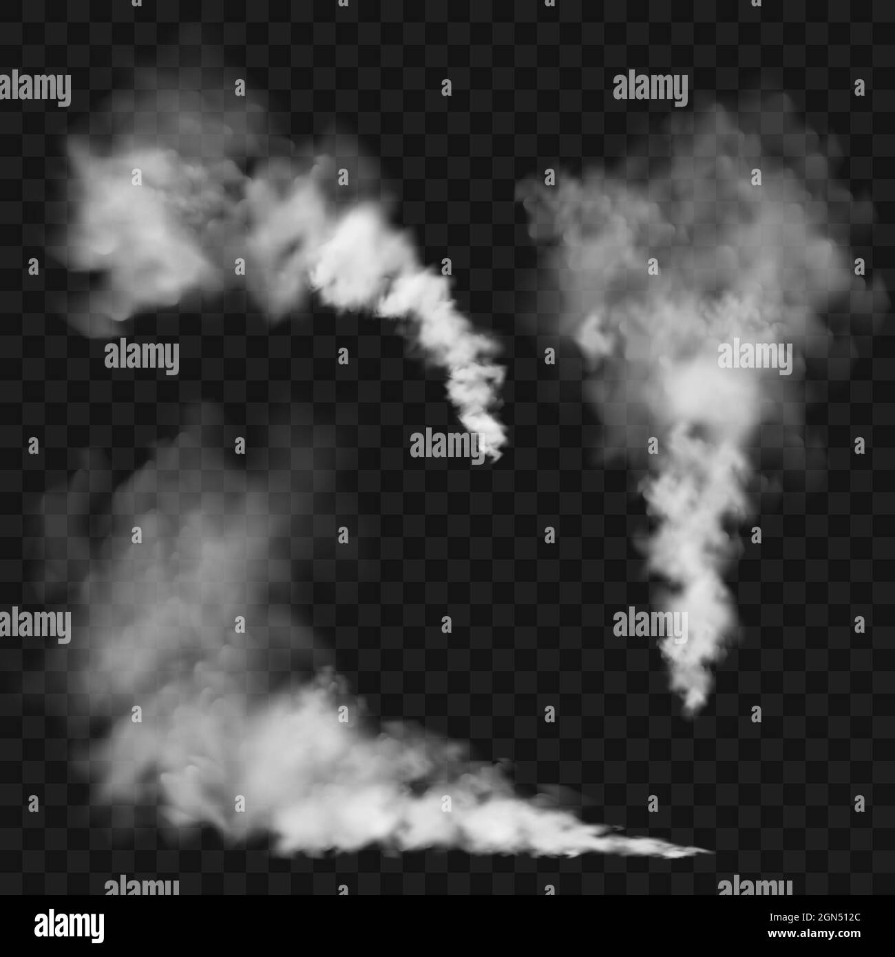 Realistic smoke clouds. Stream of smoke from burning objects ...