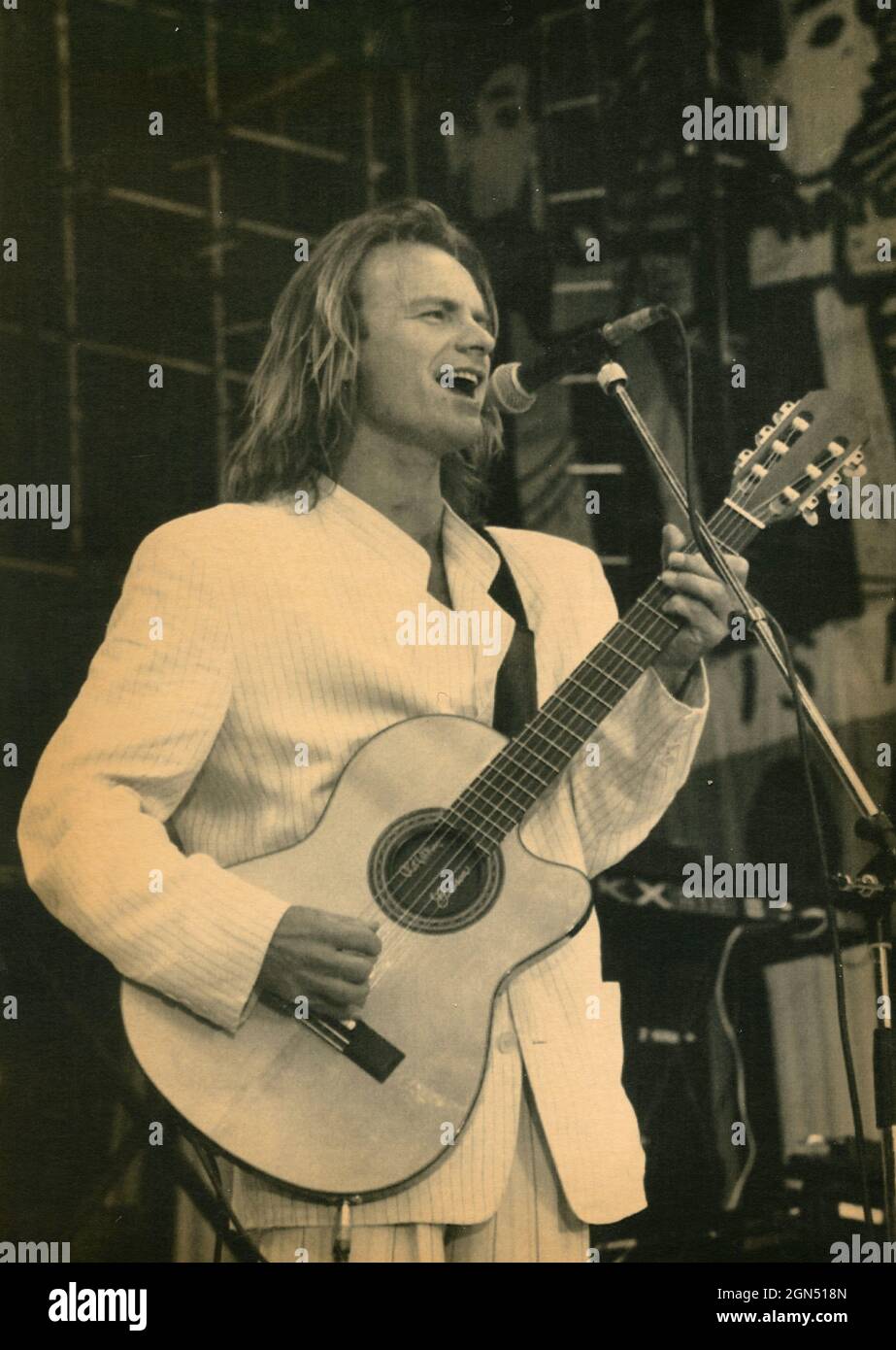 English musician Gordon Summer AKA Sting at a concert, 1989 Stock Photo ...